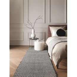 benuta Finest Wollteppich L&auml;ufer f&uuml;r Flur Hera Beige/Schwarz 80x250 cm - Naturfaserteppich aus Wolle