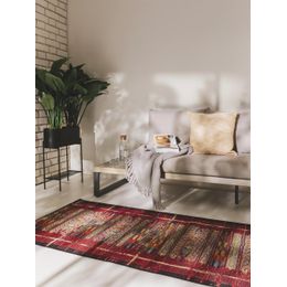 benuta Nest In- & Outdoor-Teppich Artis Multicolor/Rot 80x250 cm - Teppich f&uuml;r Balkon, Terrasse & Garten