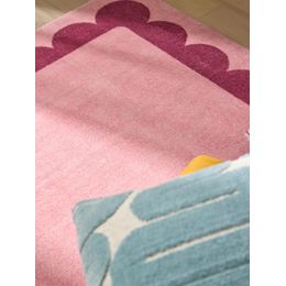 benuta Pop Waschbarer Kurzflor Teppich Frame Pink 160x230 cm - Moderner Kurzflor-Teppich f&uuml;r Wohnzimmer