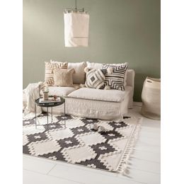 benuta Pop Kurzflor Teppich Oyo Cream/Anthrazit 160x230 cm - Moderner Kurzflor-Teppich f&uuml;r Wohnzimmer