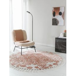 benuta Nest Kurzflor Teppich Rund Elias Terracotta &oslash; 150 cm rund - Moderner Kurzflor-Teppich f&uuml;r Wohnzimmer