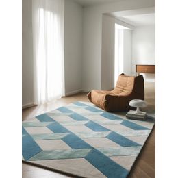 benuta Finest Kurzflor Teppich Paul Blau 250x350 cm - Moderner Kurzflor-Teppich f&uuml;r Wohnzimmer