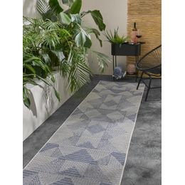 benuta Nest In- & Outdoor-L&auml;ufer Bronco Dunkelblau 80x250 cm - Teppich f&uuml;r Balkon, Terrasse & Garten