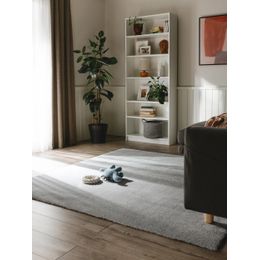 benuta Nest Waschbarer Hochflor Shaggyteppich Melvin Hellgrau 200x200 cm - Hochflor Teppich f&uuml;r Wohnzimmer