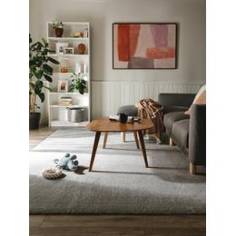 benuta Nest Waschbarer Hochflor Shaggyteppich Melvin Hellgrau 160x230 cm - Hochflor Teppich f&uuml;r Wohnzimmer