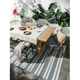 benuta Nest In- & Outdoor-Teppich Rida Beige/Blau 200x300 cm - Teppich f&uuml;r Balkon, Terrasse & Garten