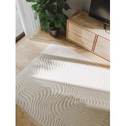 benuta Basic Kurzflor Teppich Leo Cream 240x340 cm - Moderner Kurzflor-Teppich f&uuml;r Wohnzimmer