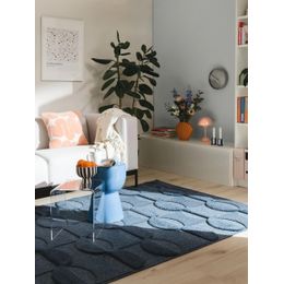 benuta Pop Kurzflor Teppich Haro Blau 80x150 cm - Moderner Kurzflor-Teppich f&uuml;r Wohnzimmer