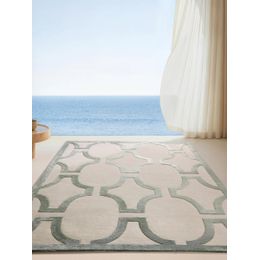 benuta Finest Kurzflor Teppich Maxim Cream/Gr&uuml;n 200x300 cm - Moderner Kurzflor-Teppich f&uuml;r Wohnzimmer