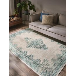benuta Pop Waschbarer Teppich Laury T&uuml;rkis 160x230 cm - Vintage-Stil Teppich im Used-Look
