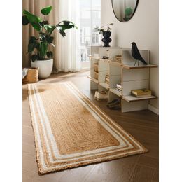 benuta Pure Juteteppich Jutta Wei&szlig; 80x250 cm - Naturfaserteppich aus Jute