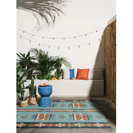 benuta Pop In- & Outdoor-Teppich Ria Multicolor/Blau 200x285 cm - Teppich f&uuml;r Balkon, Terrasse & Garten