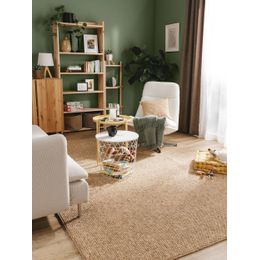 benuta Nest Waschbarer Kurzflor Teppich Enzo Hellbraun 160x230 cm - Moderner Kurzflor-Teppich f&uuml;r Wohnzimmer