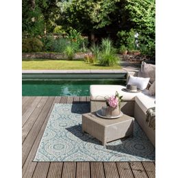 benuta Nest In- & Outdoor-Teppich Cleo Beige/T&uuml;rkis 120x170 cm - Teppich f&uuml;r Balkon, Terrasse & Garten