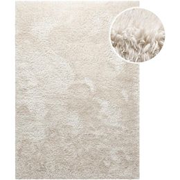Hochflor-Teppich &raquo;Matteo HL-0961&laquo; rechteckig 50 mm H&ouml;he 100% recyceltem PET, Langflor, Shaggy, Wohnzimmer beige Polyester