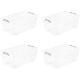 keeeper Aufbewahrungsbox &raquo;Clipbox Leo (Set 4 St.) 37 L, 59 x 38 x 24 cm&laquo; Schanierclips, Doppel&ouml;ffnung, 90&deg; drehbare R&auml;der, fixierbarer Deckel 