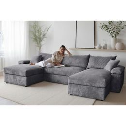 OTTO home Wohnlandschaft &raquo;Cosy U-From Breite 309 cm, Sitzaufbau im Sandwich-Federkern&laquo; Bez&uuml;ge in Cord oder Struktur weich w&auml;hlbar mit 