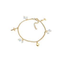 Elli Damen Bettelarmband &raquo;Kreuz Herz Anker Kristalle Silber&laquo; gold