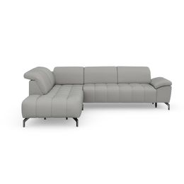 Sit & More sit&more Ecksofa &raquo;Cool L-Form&laquo; wahlweise mit Kopfteilverstellung und Vorziehsitz motorisch silber