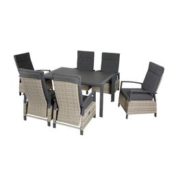Konifera Garten-Essgruppe &raquo;Menton&laquo; Set, 6x Stuhl, 6x Auflage, 1x Tisch, 13 tlg. bestehend aus 6 Sesseln mit 6 Sitzauflagen und 1 Tisch Aluminium, 