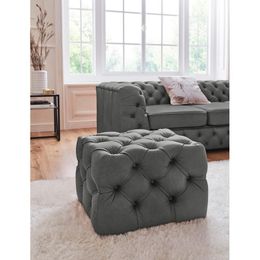 Home Affaire Polsterhocker &raquo;Kalina&laquo; mit klassischer Chesterfield-Knopfheftung, passend zur Serie "Kalina" grau Struktur (100% Polyester);Samtoptik (
