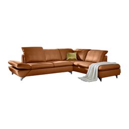 W.Schillig Ecksofa &raquo;Taoo, elegant und zeitlos, bequem, L-Form&laquo; mit Sitziefenverstellung & Kopfteilverstellung braun Longlife Xtra-Leder Z73: 