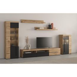 OTTO home Wohnwand &raquo;Roger,Breite 270 cm moderne Mediawand ohne Beleuchtung&laquo; Set, 5 Stk. tlg. braun Holzwerkstoff, Kunststoff, Melamin, Metall