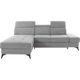 Home Affaire Ecksofa &raquo;Cardiz L-Form&laquo; inkl.Kopfteilverstellung und Federkern wahlweise mit Bettfunktion grau Webstoff (100% Polyester);Luxus-Microfaser