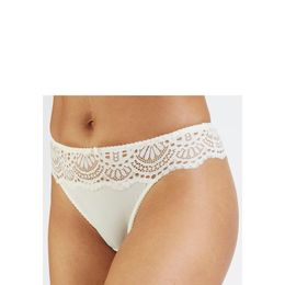 Lascana Damen Lascana String &raquo;Aurora&laquo; mit romantischem Spitzenb&uuml;ndchen beige 44/46
