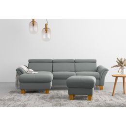 Home Affaire Ecksofa &raquo;Lindgren L-Form&laquo; wahlweise mit Bett mit klappbaren Rollen, Kasten und Kopfverstellung grau 100% Polyester