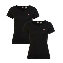 Levi's Levi's Damen T-Shirt &raquo;Mini-Logo&laquo; Packung, 2 Stk. mit kleiner Markenlogo-Stickerei auf der Brust schwarz XS