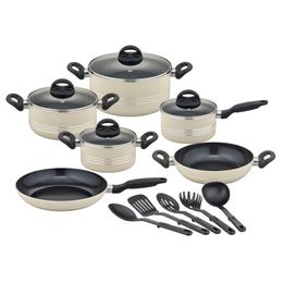 GSW Topf-Set &raquo;Milano, inkl. 5-teiliges K&uuml;chenhelfer-Set&laquo; Set, je 1 Kochtopf 16/20/24cm, 1 Stielkasserolle 16cm, je 1 Pfanne 24/28cm, 15 Stk. tlg. 