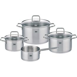 ELO Topf-Set &raquo;Citrin&laquo; Set, je 1 Fleischtopf &Oslash; 16/20/24 cm, 1x Stielkasserolle &Oslash; 16 cm, 7 Stk. tlg. Edelstahl silber