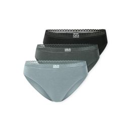 Schiesser Damen Rioslip &raquo;Modern Multipacks&laquo; 3er Pack, Spitzenb&auml;nder, Baumwollmischung, Single Jersey 48