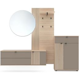 Innostyle Garderoben-Set &raquo;Pisa Garderoben-Set&laquo; 4 Stk. tlg. ABS-Kunststoff, Holzwerkstoff, MDF, Metall, Spiegelglas