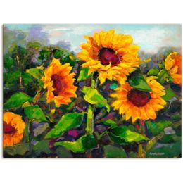 Artland Leinwandbild &raquo;Das Erwachen der Sonnenblumen IV&laquo; Blumen 1 Stk. tlg. auf Holzrahmen gespannt gelb Leinwand
