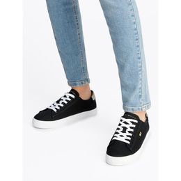 Tommy Hilfiger Damen Plateausneaker &raquo;VULC CANVAS LACE UP SNEAKER&laquo; , Freizeitschuh, Halbschuh, Schn&uuml;rschuh, in schmaler Form schwarz 35