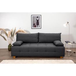 Collection AB Schlafsofa &raquo;Bella, B: 196 cm, Liegefl. 145x196 cm&laquo; mit Bettfunktion, Bettkasten & 2 Armlehnenkissen, Federkern grau 100%Polyester