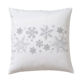 Dreams Kissenbezug &raquo;Schneeflocke, Weihnachtsdeko&laquo; mit aufwendiger Stickerei, 40x40 cm bunt Polyester, Obermaterial: 100% Polyester