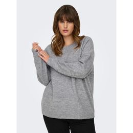 Only Carmakoma Damen Only CARMAKOMA Strickpullover &raquo;CARMANIFESTA LS REVERS.PULLOVER KNT BF&laquo; Materialmix grau S