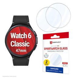 Displex Displayschutzglas &raquo;Smartwatch Glass Unbreakable Protector&laquo; f&uuml;r Samsung Galaxy Watch6 Classic 47 mm Packung, 2x Hybrid Glass, Displayschutzfolie, 
