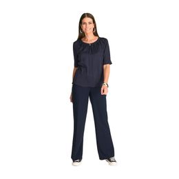 HERMANN LANGE Collection Damen HERMANN LANGE Collection Blusenshirt mit Knopfdetail und Raffung am Ausschnitt blau 36