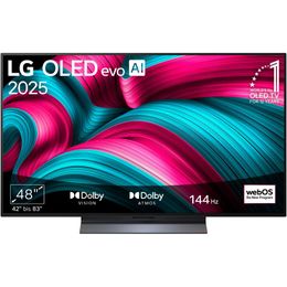 LG OLED-Fernseher &raquo;OLED48C5ELB&laquo; 121 cm/48 &prime;&prime; Smart-TV grau ALLM, QMS), 3x USB 2.0, LAN, Wi-Fi 6, Bluetooth v 5.3; NVIDIA G-SYNC, AMD FreeSync , HGiG-