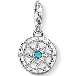 Thomas Sabo Damen Thomas Sabo Charm-Einh&auml;nger &raquo;Kompass&laquo; mit Zirkonia (synth.), Farbstein-Imitat bunt