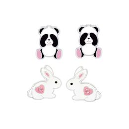 schmuck23 Ohrstecker Set Hase Panda B&auml;r 925 Silber | Gr.: onesize