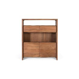 Giner y Colomer Sideboard aus massivem Akazienholz, nat&uuml;rlichem Design und Glas in Brown | Gr.: onesize