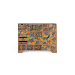 Giner y Colomer Kommode aus Mangoholz mit handbemalten Details 120 cm in Multicolored | Gr.: onesize