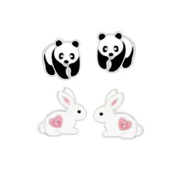 schmuck23 Ohrstecker Set Hase Panda B&auml;r 925 Silber | Gr.: onesize