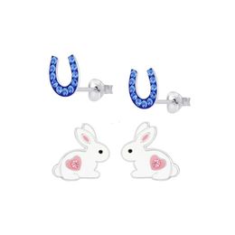 schmuck23 Ohrstecker Set Hase und Hufeisen b925 Silber | Gr.: onesize
