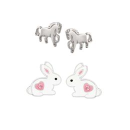 schmuck23 Ohrstecker Set Hase Pferd 925 Silber | Gr.: onesize